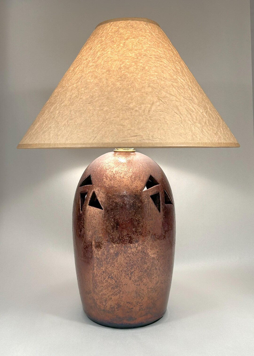 Raku Table Lamp - Copper Green Raku Glaze - Handmade Finial - Etsy