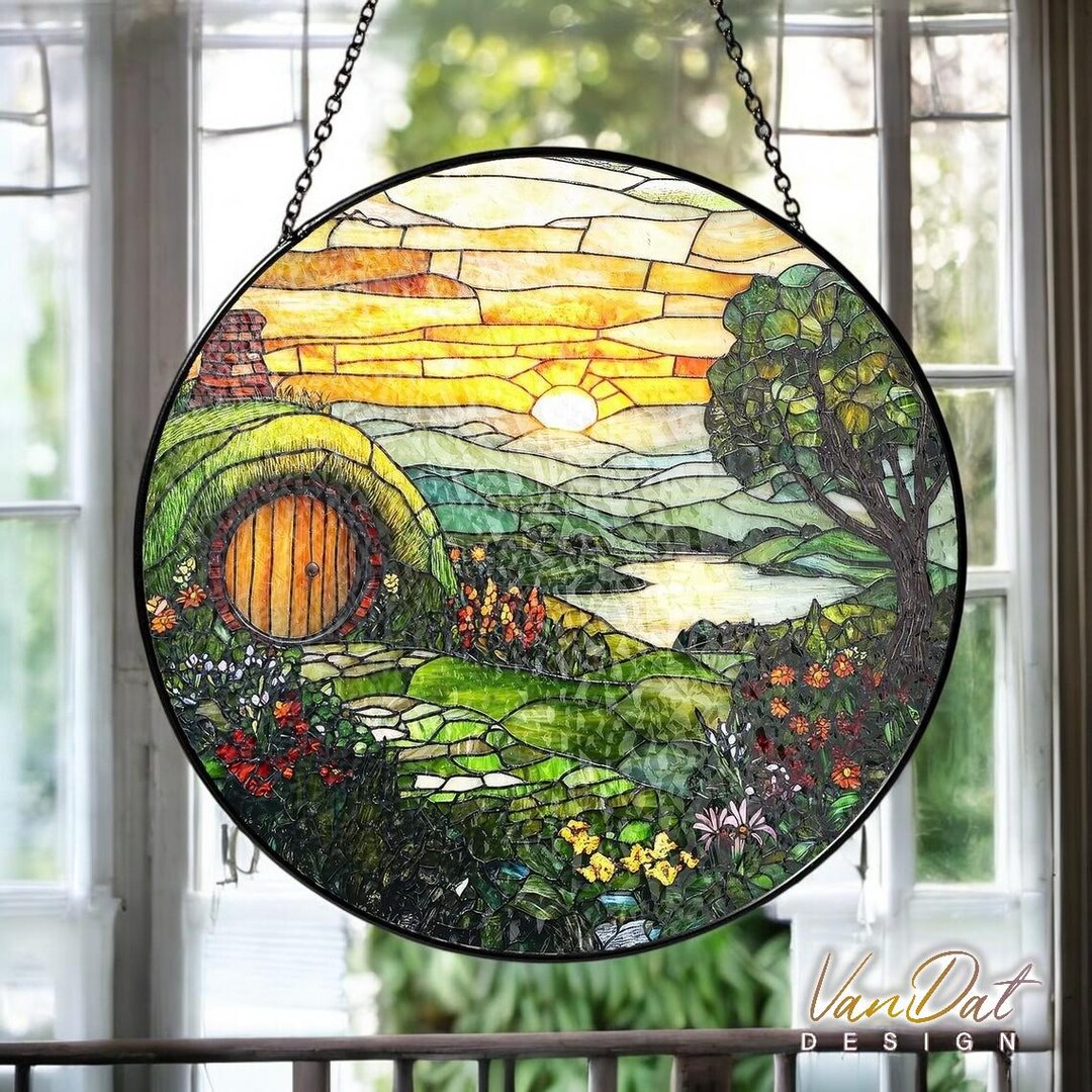 House Stained Glass Suncatcher Hanging Window,, the Shire Inspired Art ...