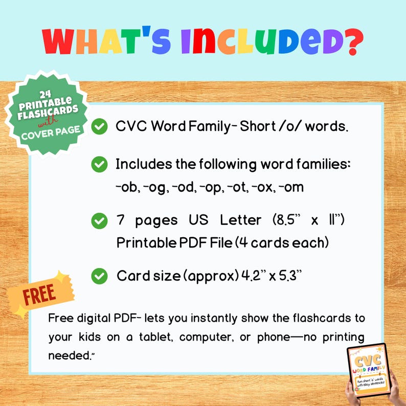 Short O CVC Word Family Flashcards | Phonics Early Reader (PDF) - Etsy