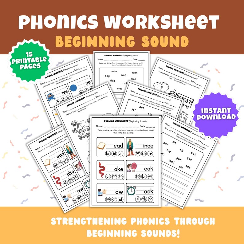 Beginning Sounds Worksheets | Preschool-1st Grade Phonics and Literacy ...