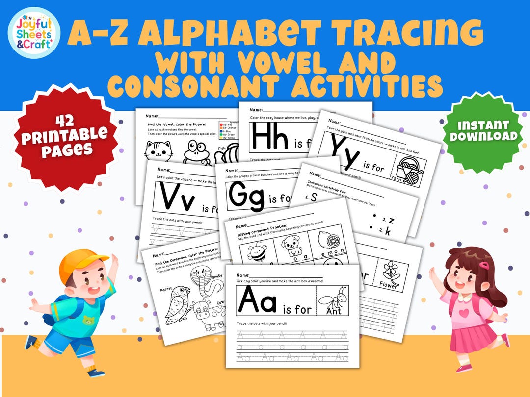 Alphabet Tracing Worksheets | Vowel and Consonant Activities (PDF ...