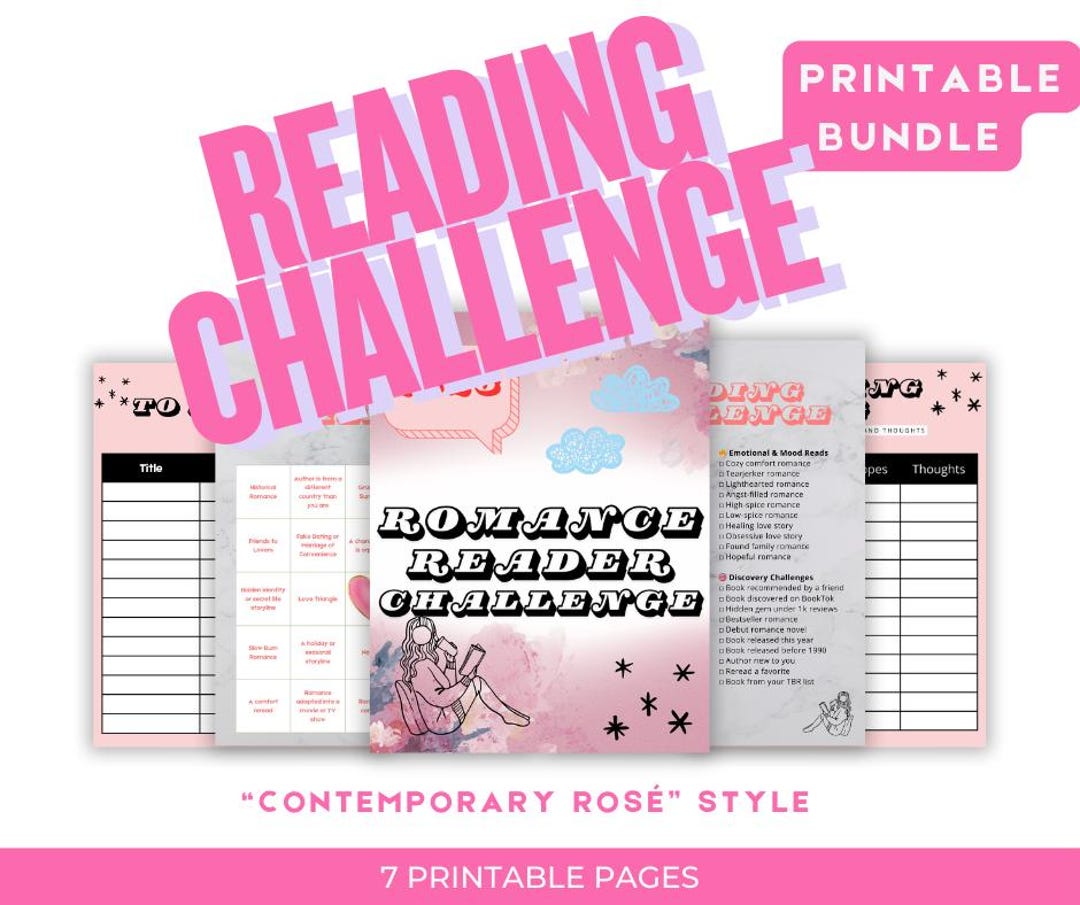 Romance Reader Challenge Printable | Book Bingo & TBR Log (digital ...