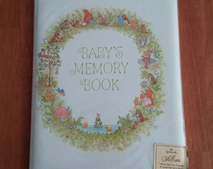 Vintage Baby's Memory Book Hallmark Boxed New Forest Animals Bunny Frog ...