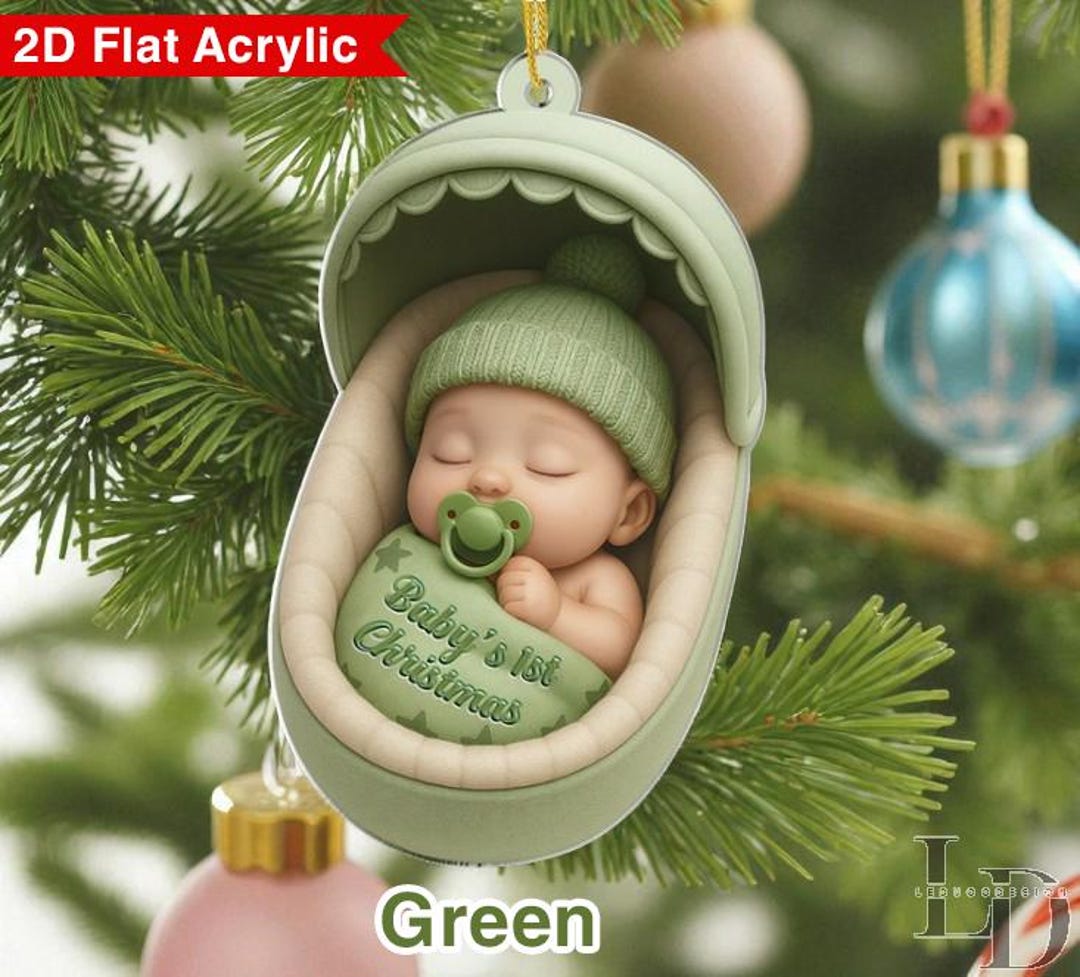 2D Flat Personalised Baby's 1st Christmas Acrylic Ornament, 3D Printing ...