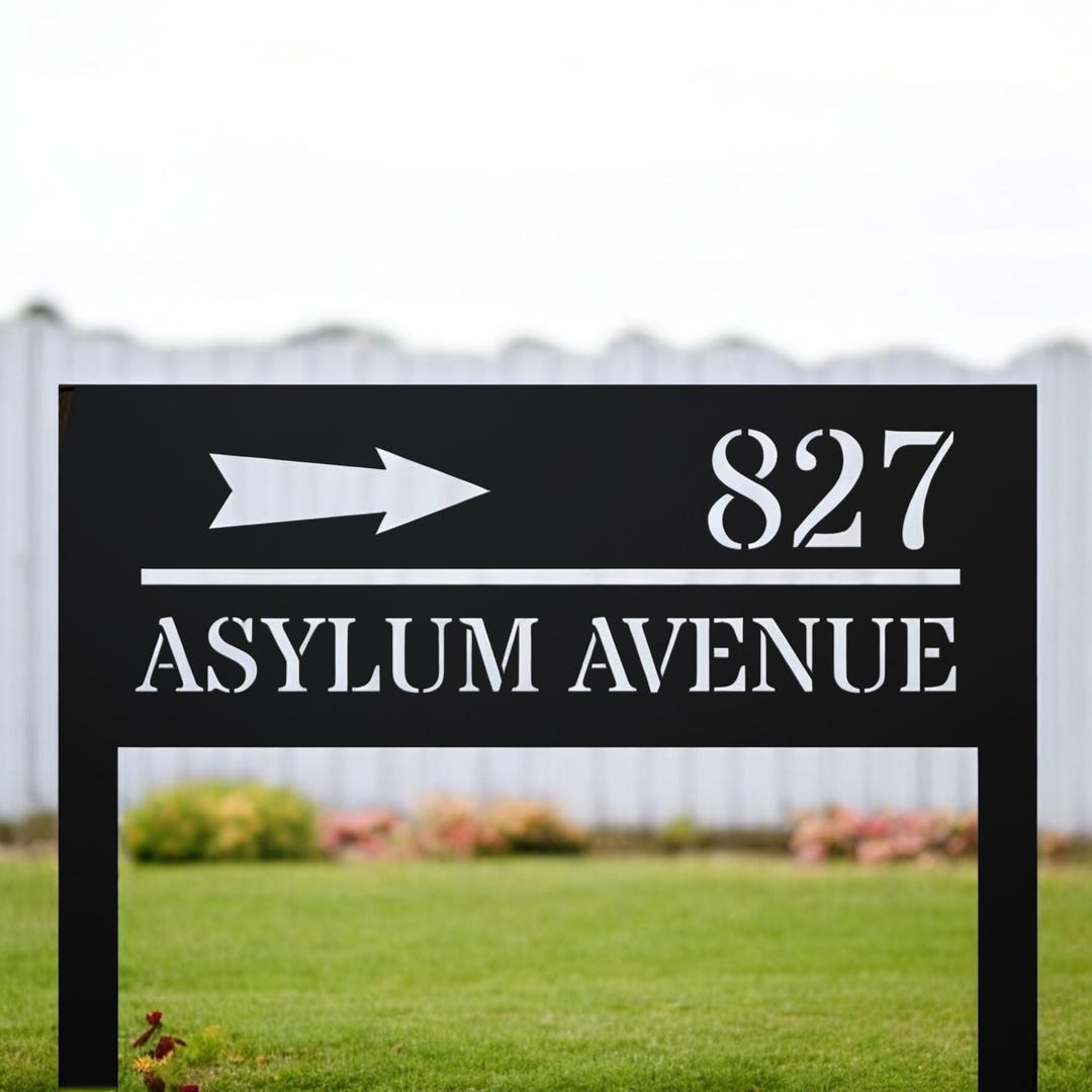 Personalized Lawn Address Metal Sign, Custom House Number Yard Sign ...