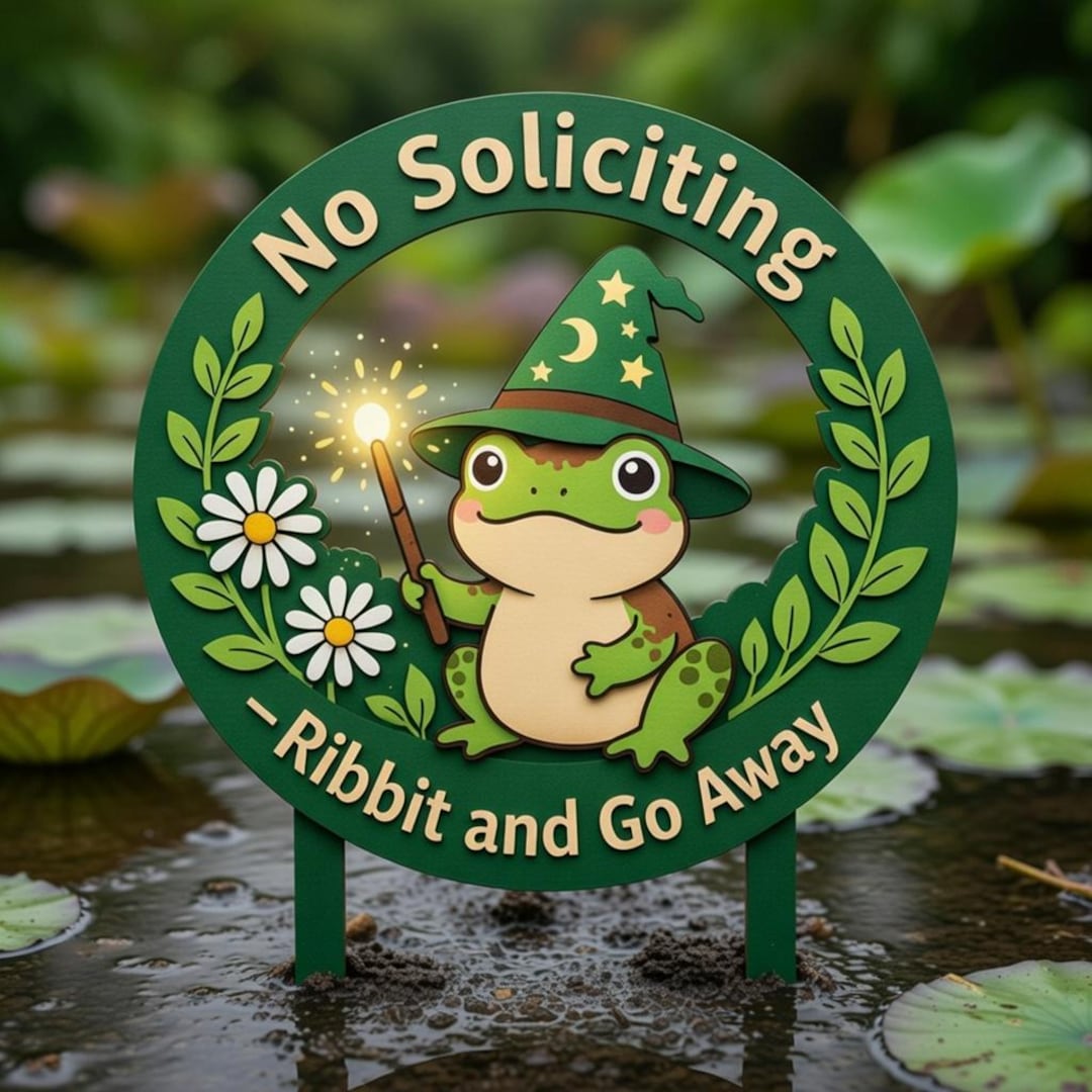 Funny Frog No Soliciting Sign, Ribbit and Go Away Yard Sign, Cute ...