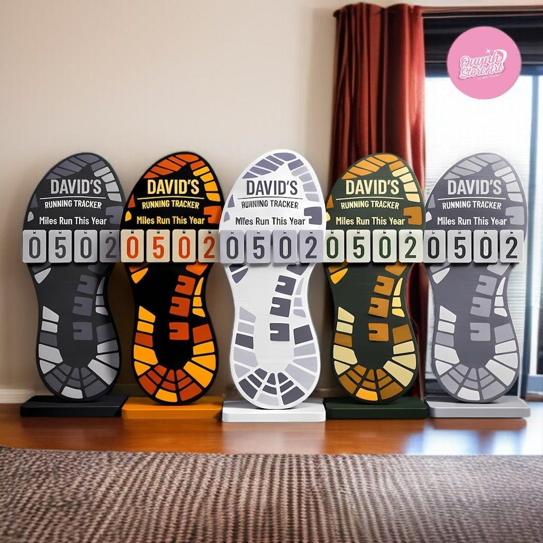 Personalized Running Miles Tracker Sign, Miles Run This Year Counter ...