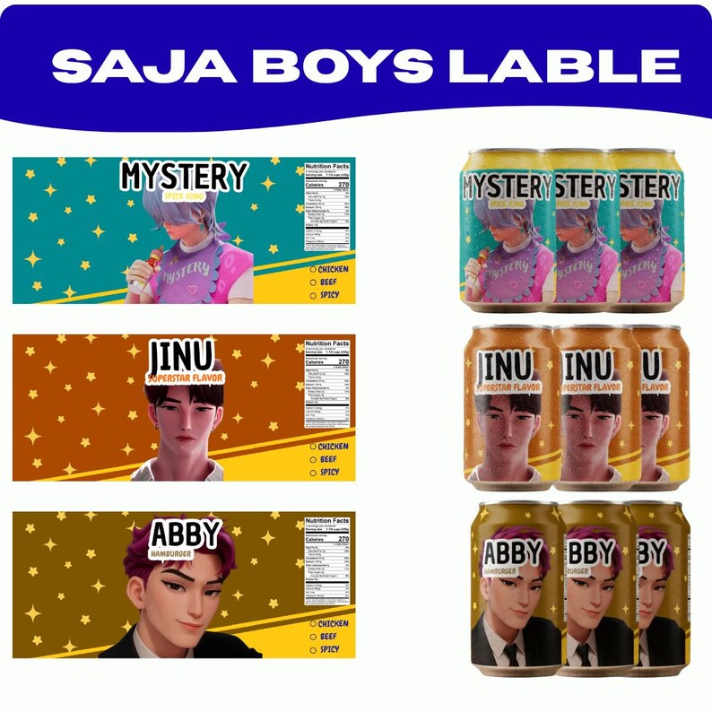 Kpop Saja Boys Soda Labels | Demon Hunters Printable Drink Wraps | Kpop ...