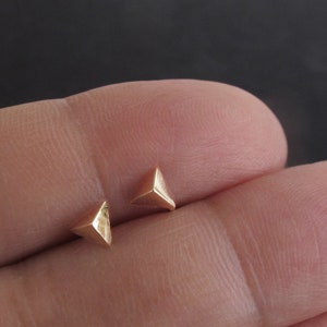 Solid Gold Earrings, Small Triangle Earrings, Solid Gold Studs ...