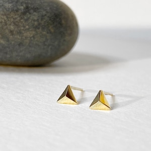 Solid Gold Earrings, Small Triangle Earrings, Solid Gold Studs ...