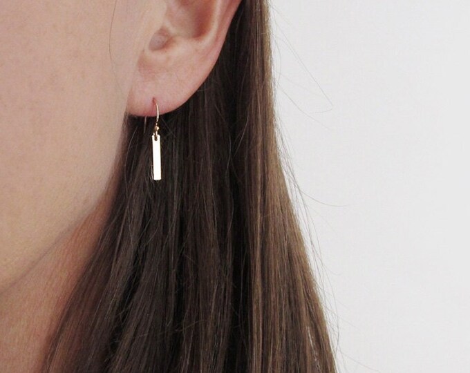 Small Bar Earrings, Everyday Jewelry, Silver Bar Earrings, Silver Bar ...