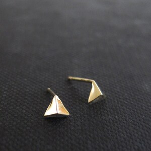 Solid Gold Earrings, Small Triangle Earrings, Solid Gold Studs ...