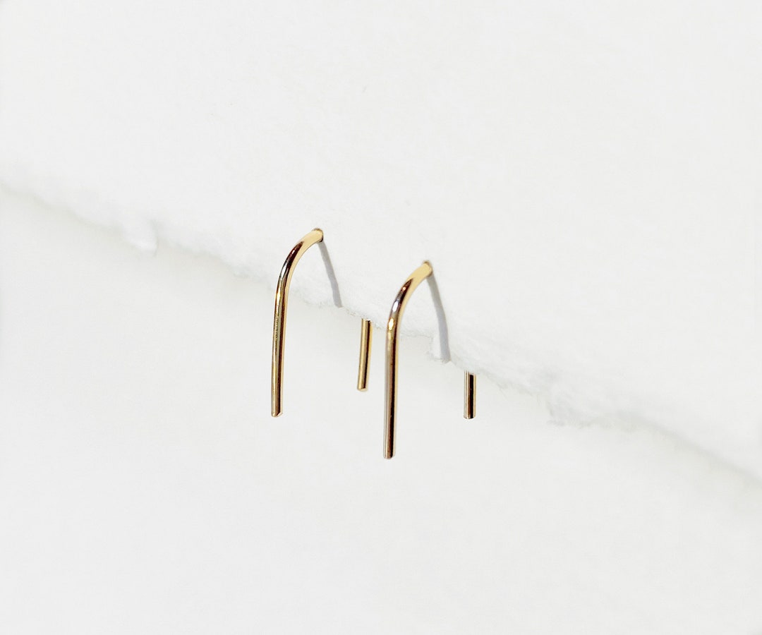 U Shape Wire Earrings, Solid Gold Arch Earrings, Light Weight Silver ...