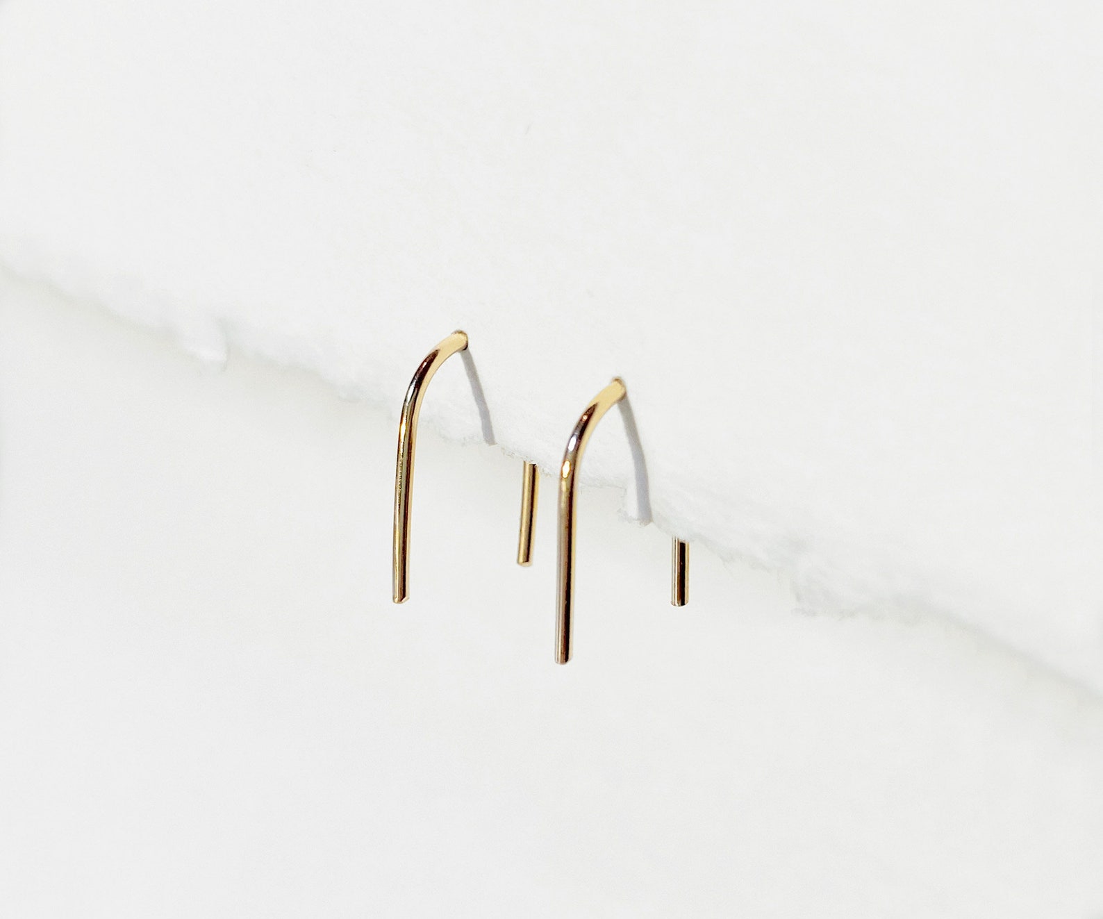 U Shape Wire Earrings Solid Gold Arch Earrings Light Weight | Etsy
