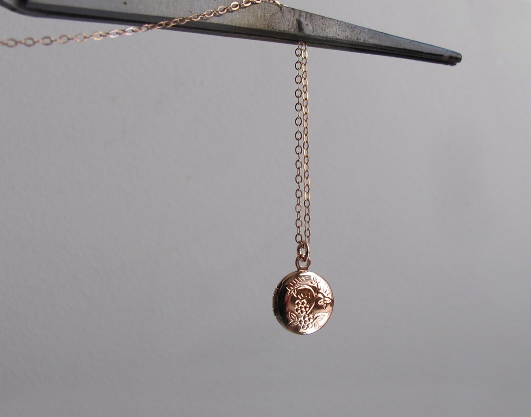Rose Gold Locket Necklace Small Locket Tiny Locket Necklace - Etsy