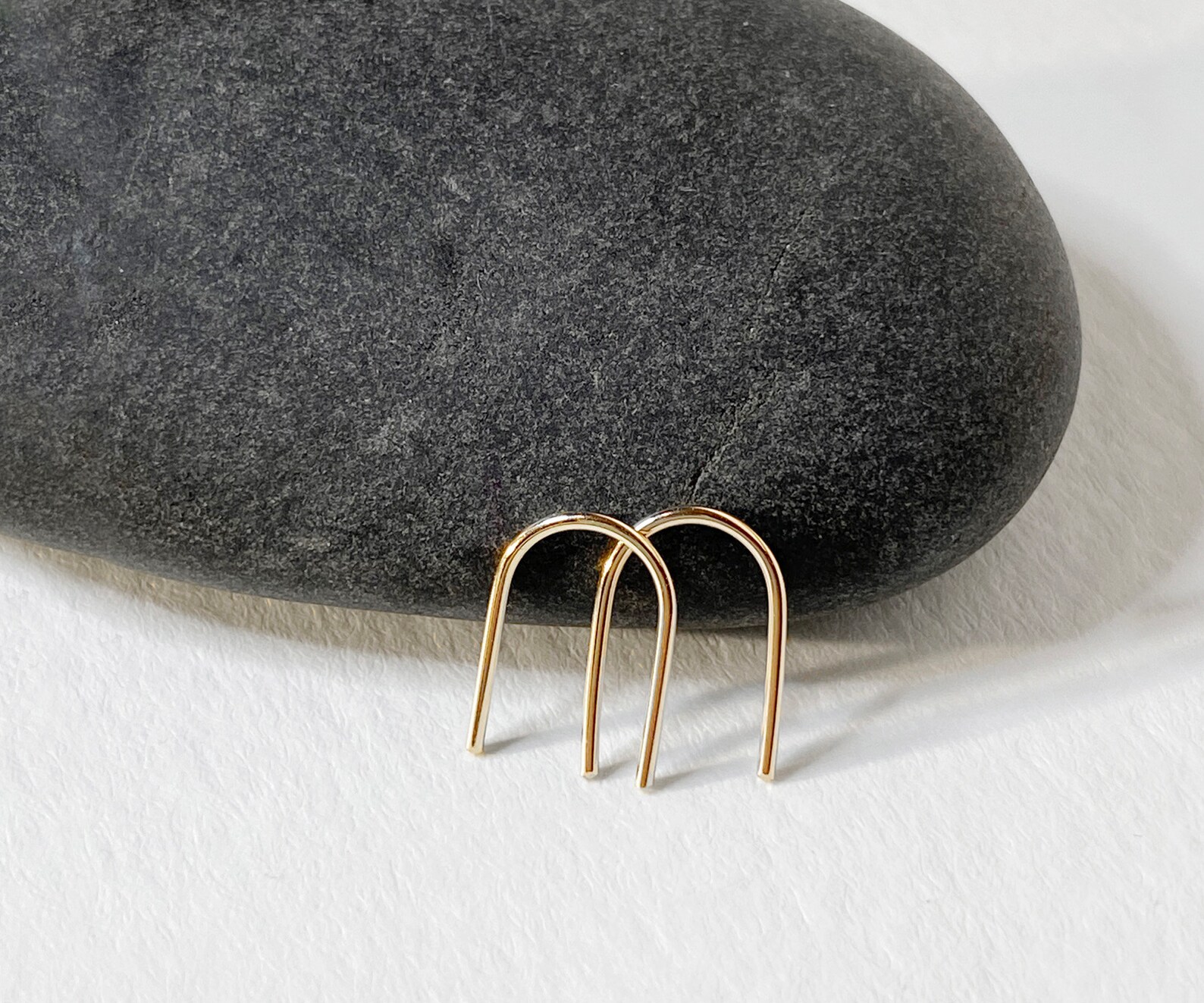 U Shape Wire Earrings Solid Gold Arch Earrings Light Weight | Etsy
