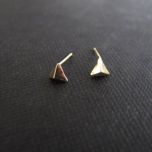 Solid Gold Earrings, Small Triangle Earrings, Solid Gold Studs ...