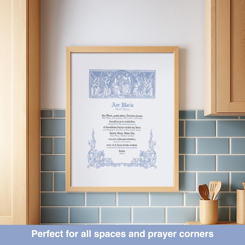 Ave Maria Prayer Latin Print, Catholic Home Decor, Marian Prayer Poster ...