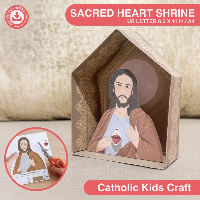 Sacred Heart of Jesus Shrine Printable: Catholic Kid's Craft (PDF) - Etsy