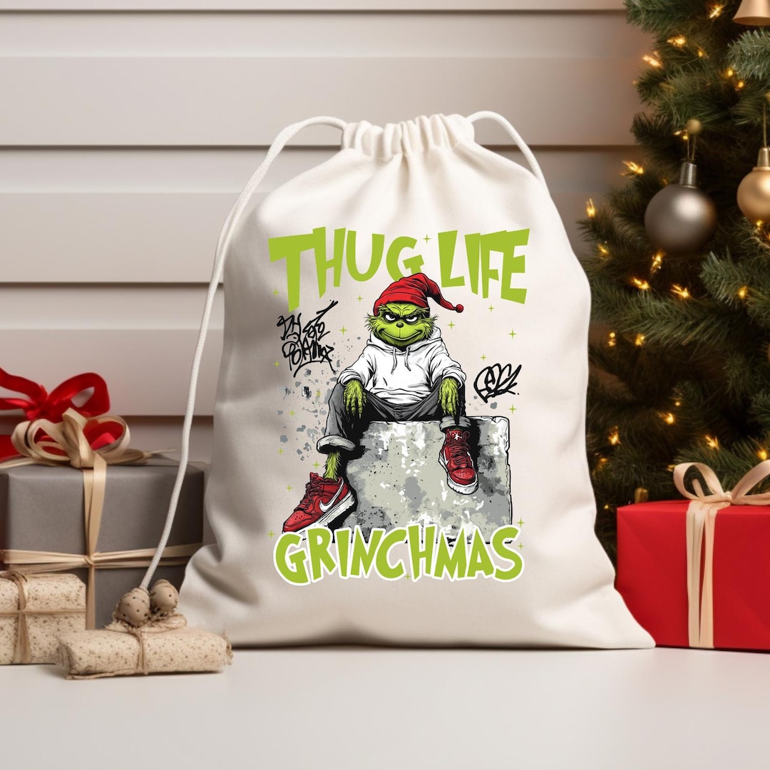 Grinch Christmas Sacks, Grinchmas Santa Sack, Canvas Christmas Gift ...