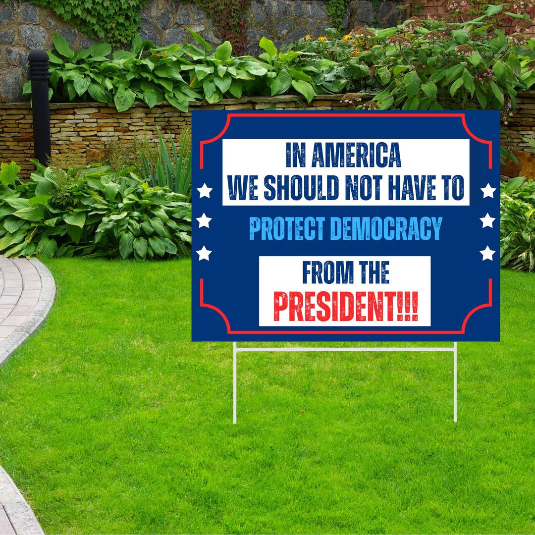 Protect Democracy Yard Sign, No Kings Protest Sign, Anti-trump ...