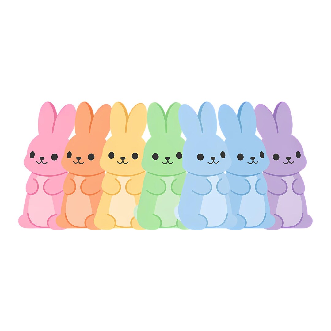 Rainbow Easter Bunny PNG - Rabbit Clipart Bundle - Kawaii Pastel Bunny ...