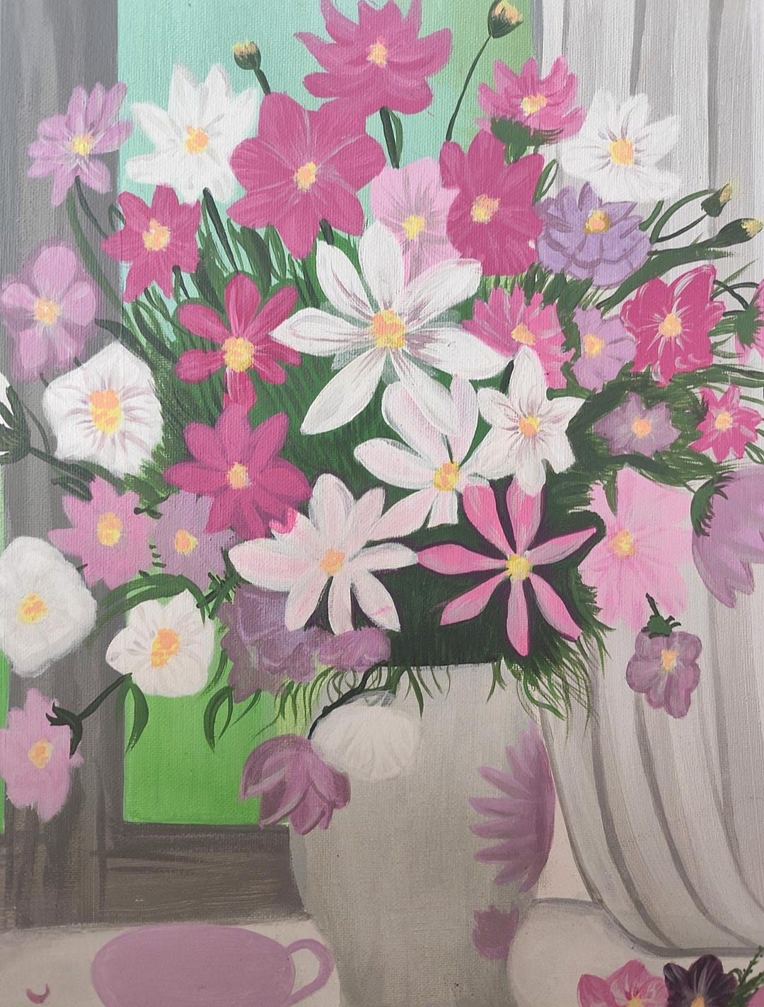 Peinture Toile Vase De Fleurs Roses - Etsy