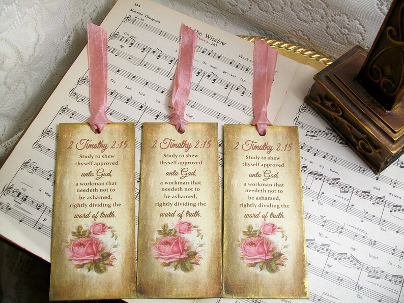 Handmade Christian Bookmarks Study to Shew Thyself Approved | Etsy