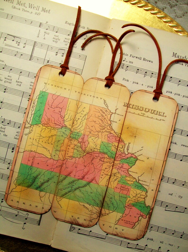Missouri Map Bookmarks Circa 1827 Old Map Bookmark Set of 3 - Etsy