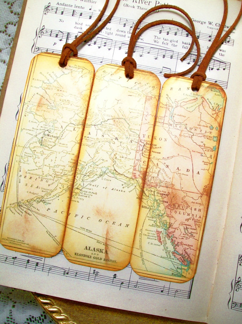 Alaska State Map Bookmarks Historical Map Bookmarks Gifts for - Etsy
