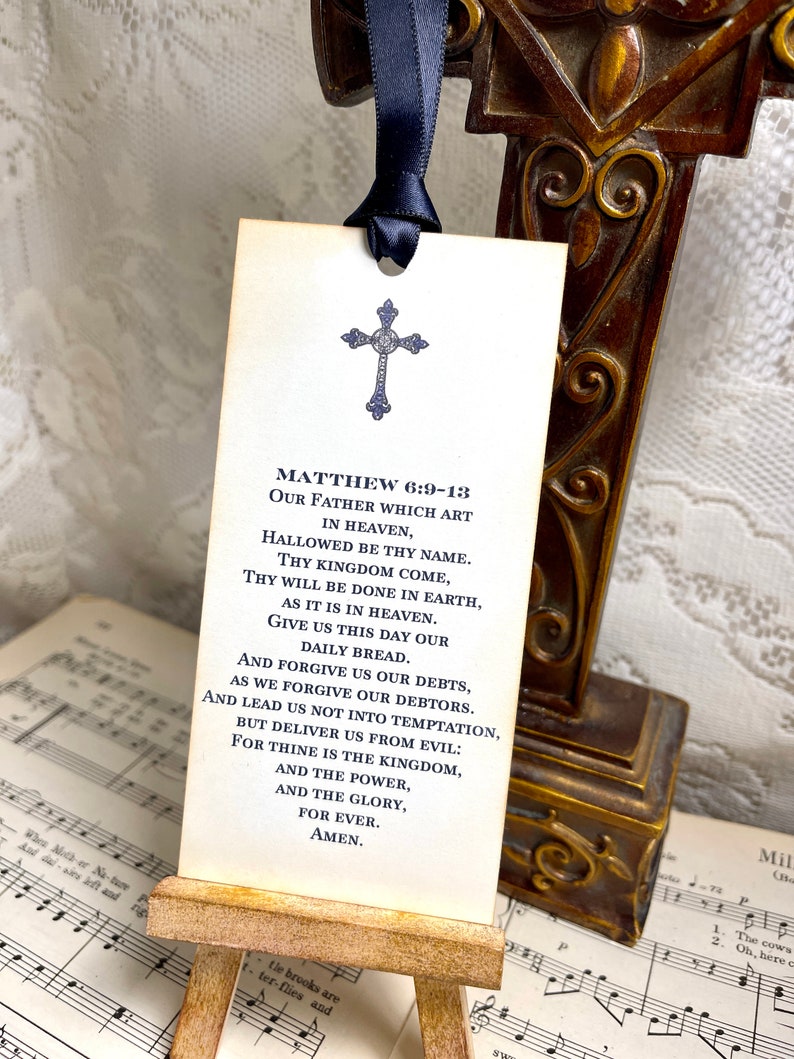 The Lord's Prayer Bookmark Darkest Blue Bookmark Matthew - Etsy