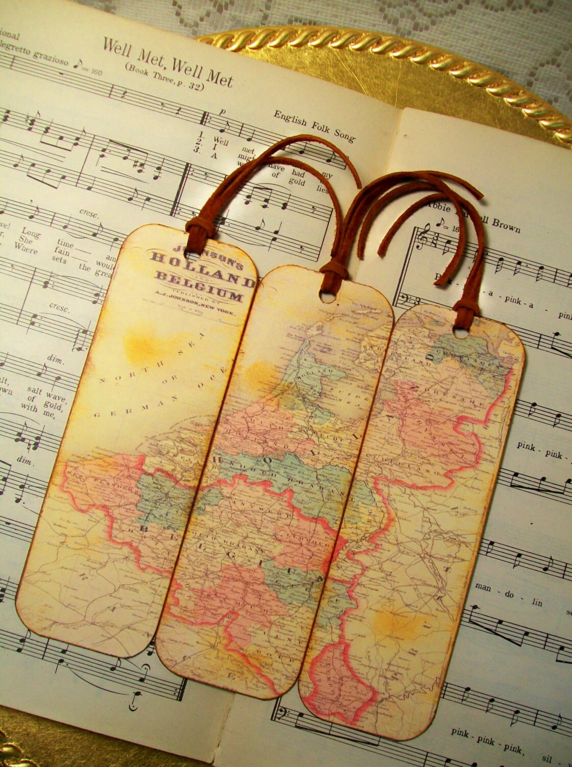Holland and Belgium Map Bookmarks Set of 3 Old Map Bookmark | Etsy