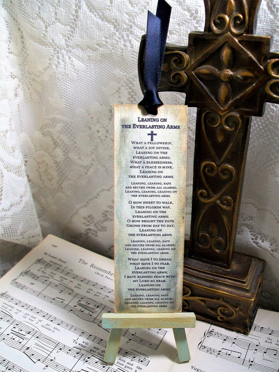 Blue Hymn Bookmarks Christian Handmade Bookmarks Leaning on - Etsy