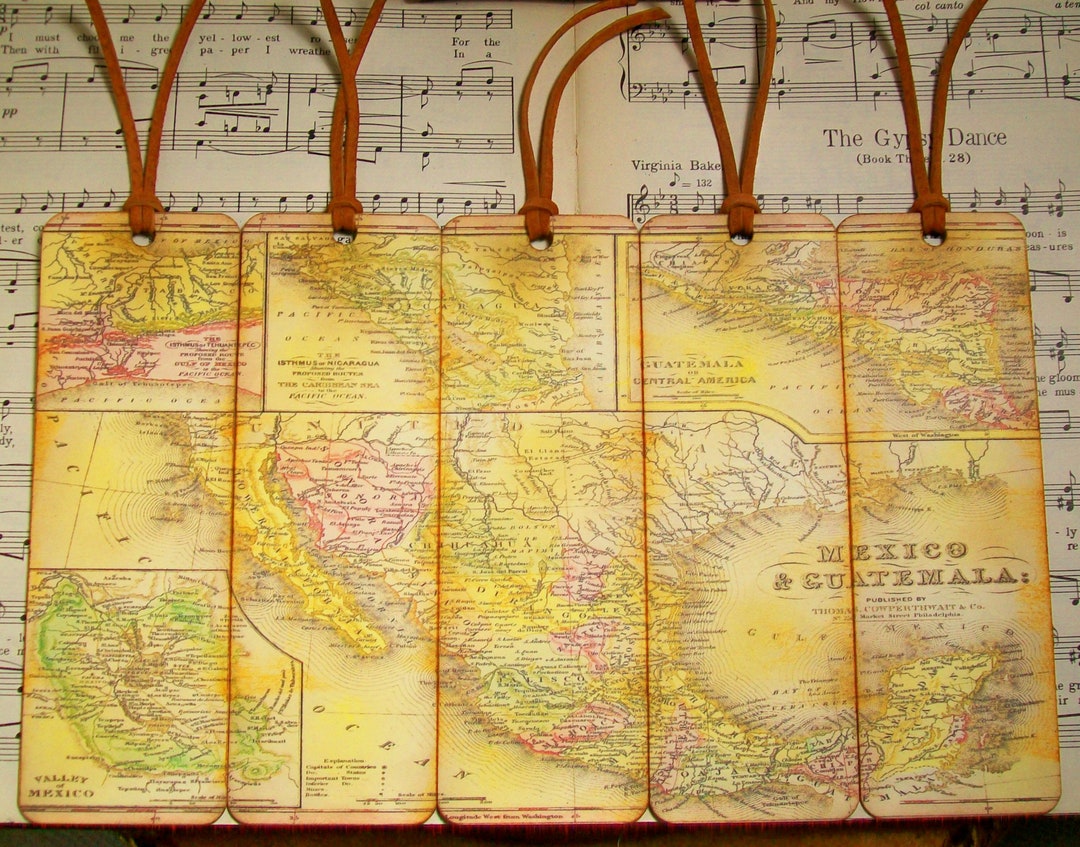 Historical Mexico Bookmarks Inset Maps of Guatemala - Etsy
