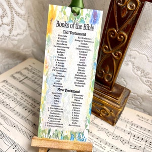 Books of the Bible Bookmark, Blue, Yellow and Green Floral, Version One ...