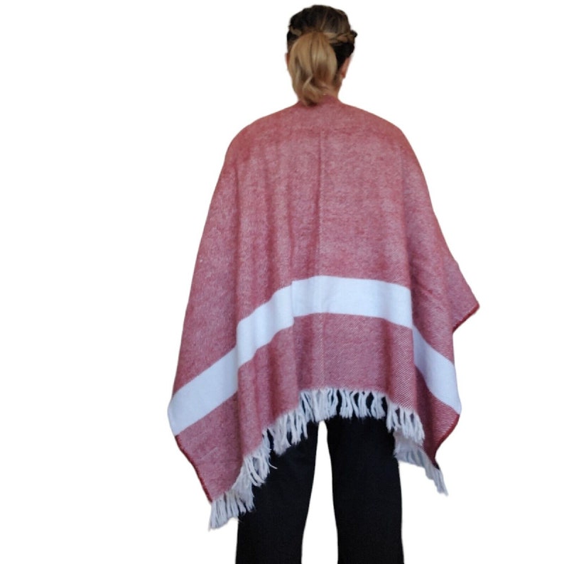 Vintage Amana Woolen Mill Rust Red Poncho Fringe Edge Acrylic USA Iowa ...