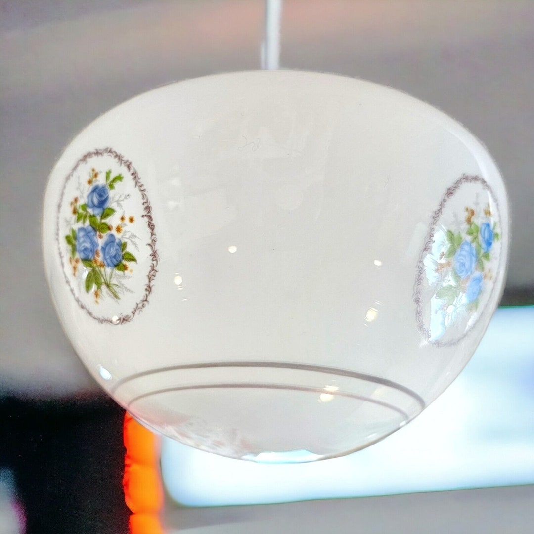 VTG 80s Floral Milk Glass Ceiling Fan Light Shade Cover Retro GLOBE ...