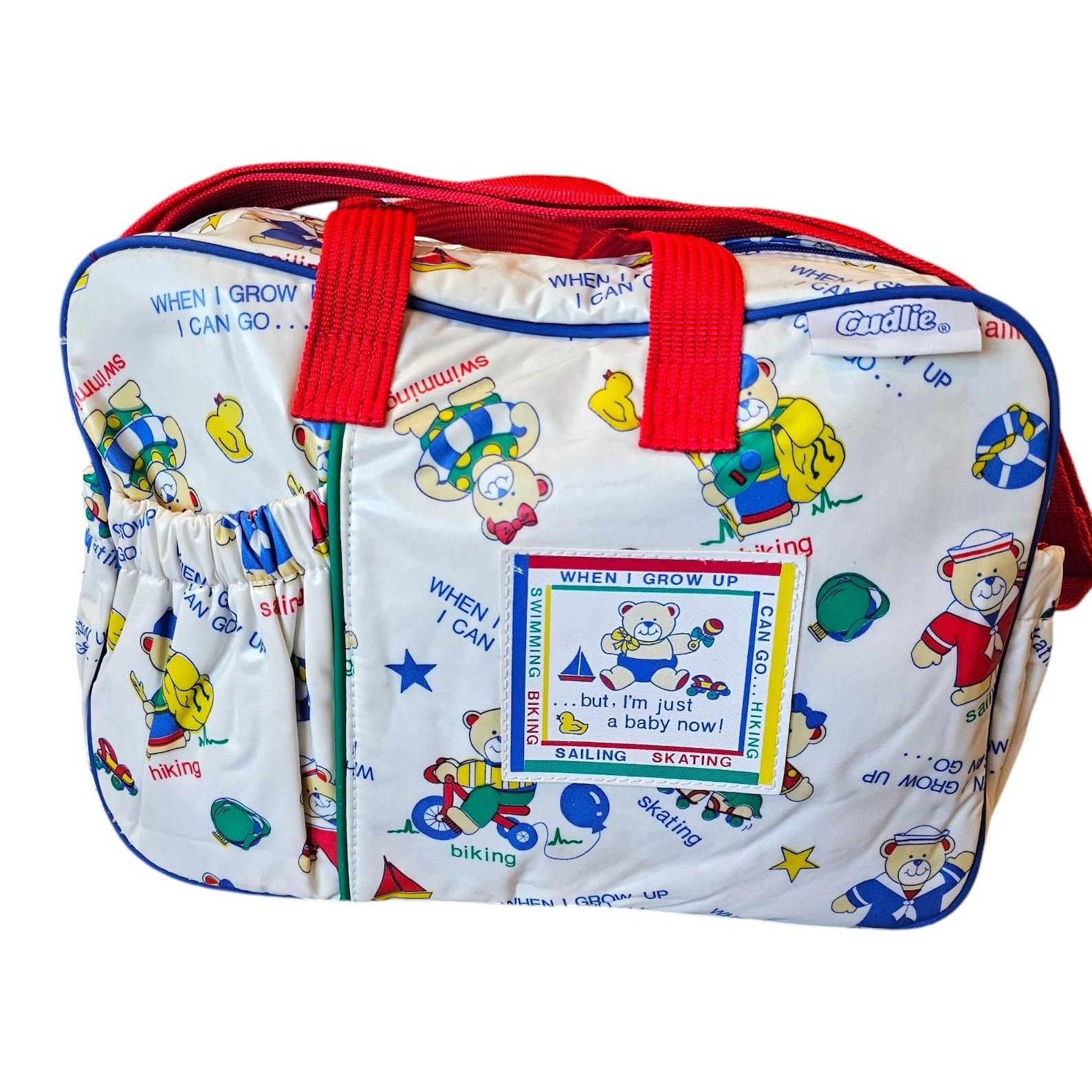 VTG 90s Cudlie Diaper Bag Set 4 Pc NWOT When I Grow up Teddy Primary ...