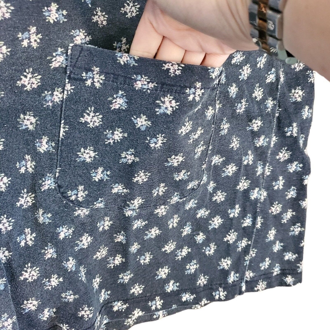 Vintage 90s Faded Black Ditsy Floral Romper Overalls Knit Faded Black ...