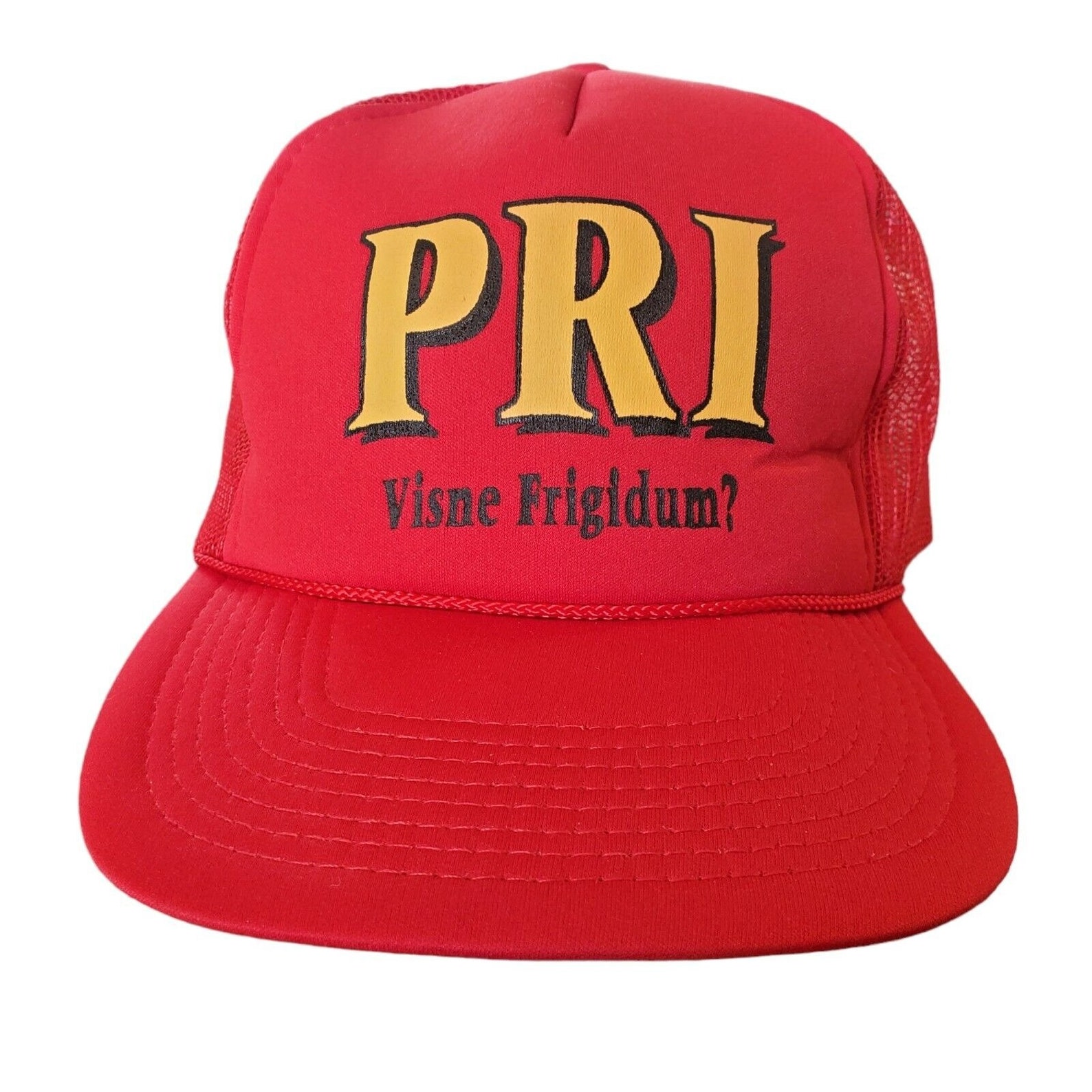 Vintage 80s Mesh Trucker Rope Hat Latin Do You Want A Cold One Red ...