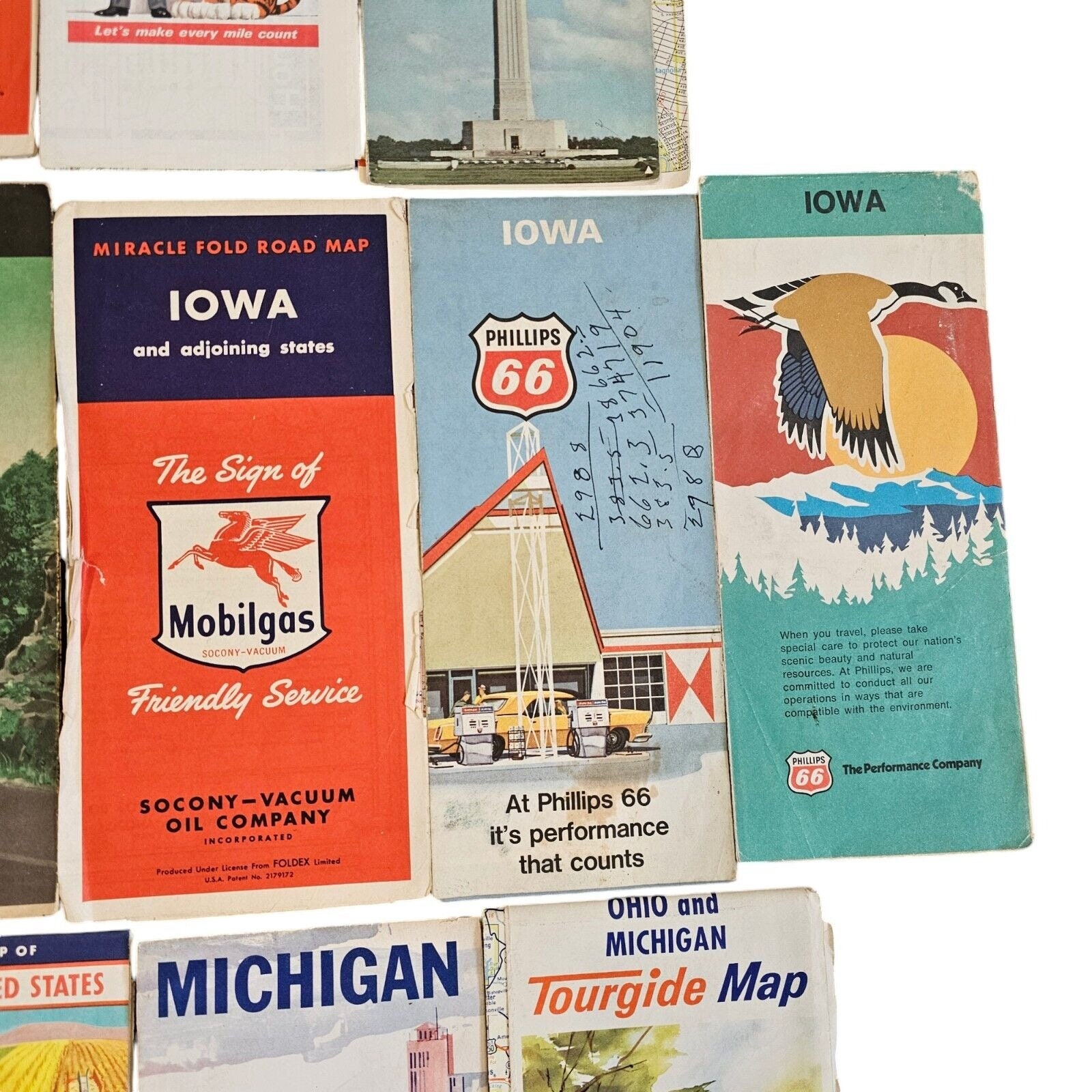 Vintage 60s 70s Fold up Road Maps USA Midwest Paper GPS Houston Upcycle ...