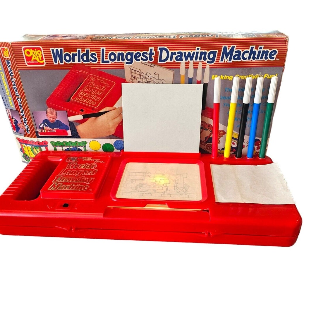 Worlds Longest Drawing Machine Ohio Art Light Box Tracing Markers Set ...