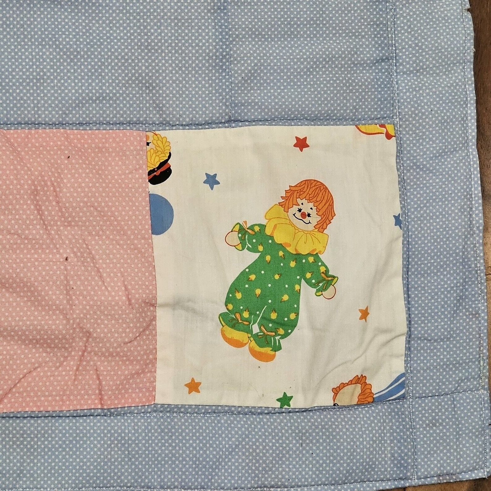 Vintage 80s Clown Kids Quilt Patchwork Applique 40x60 Baby Tummy Time ...