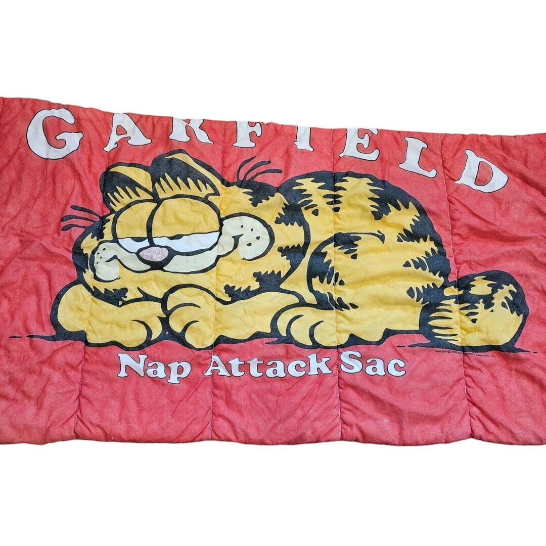 Vintage 1978 Jim Davis Garfield Nap Attack Sac Sleeping Bag Red Faded ...