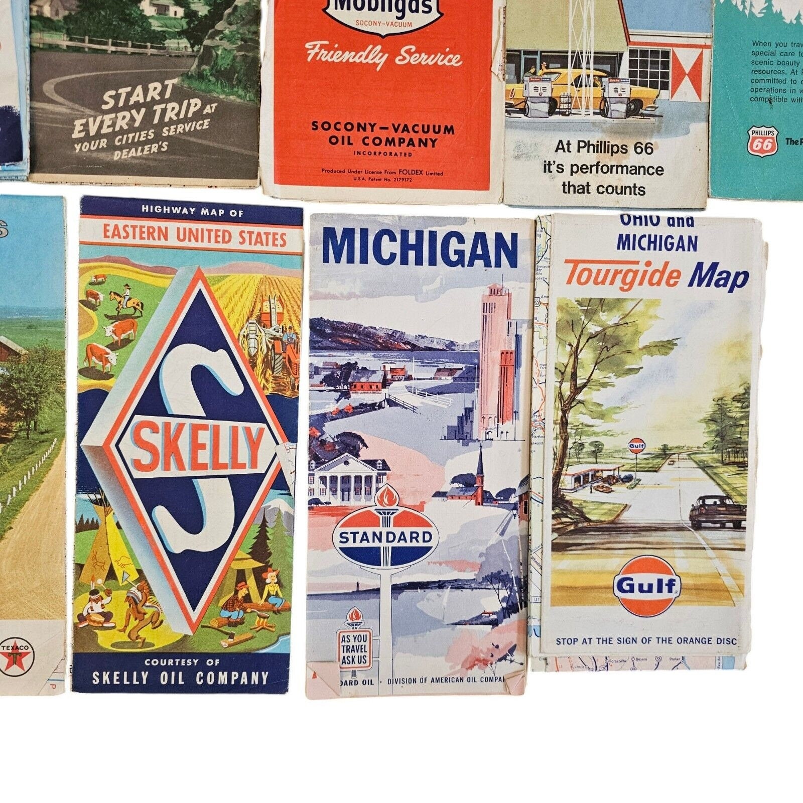 Vintage 60s 70s Fold up Road Maps USA Midwest Paper GPS Houston Upcycle ...