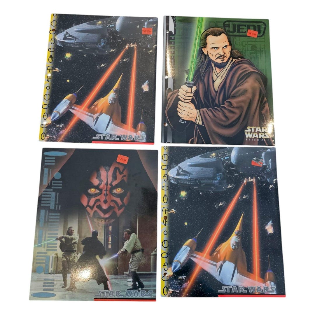 Lot of Star Wars 90s Y2K 2 Pocket Folders NEW Naboo Episode 1 Jedi Set ...