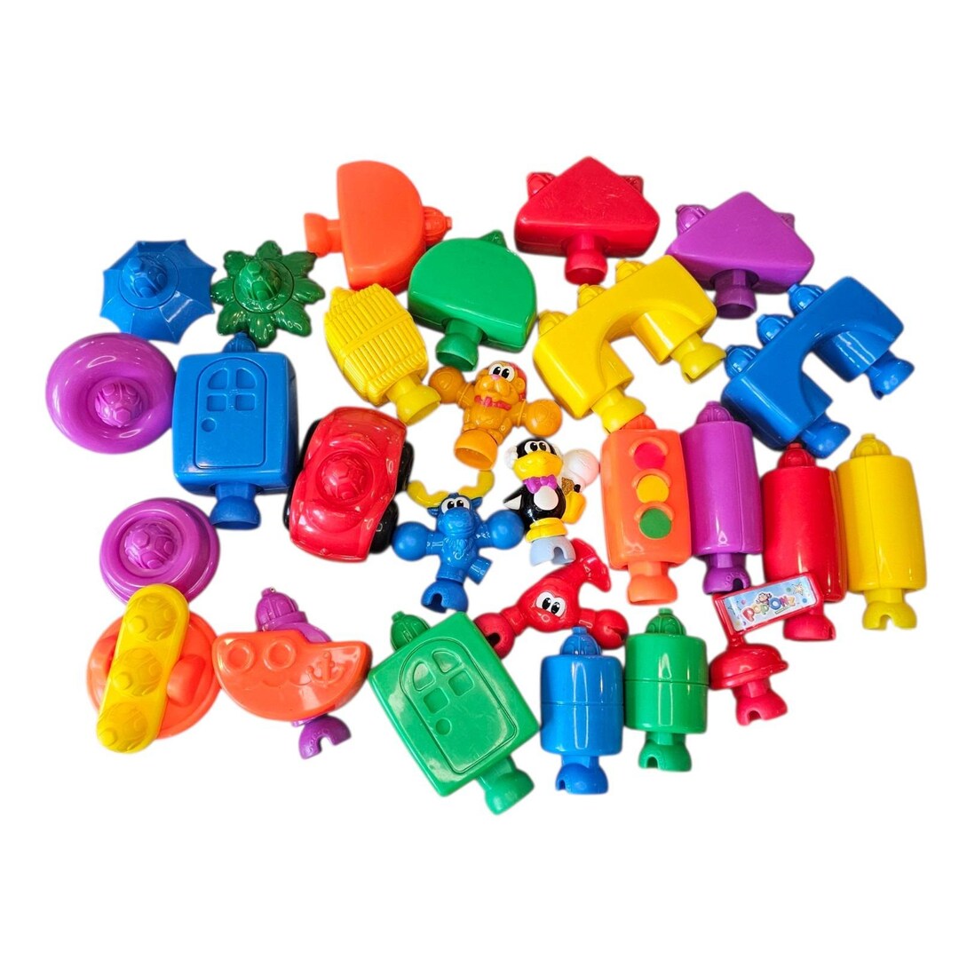 90s Y2K Fisher Price Pop Onz Building System 27 Pieces Animals Car ...