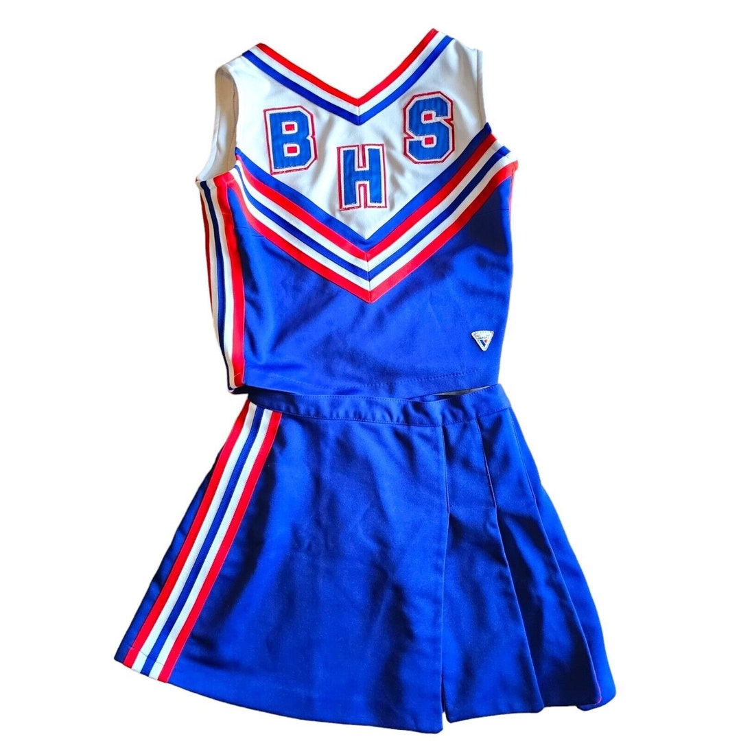 Vintage 90s Cheerleader Uniform BHS Blue Red Size Small Mini Skirt ...