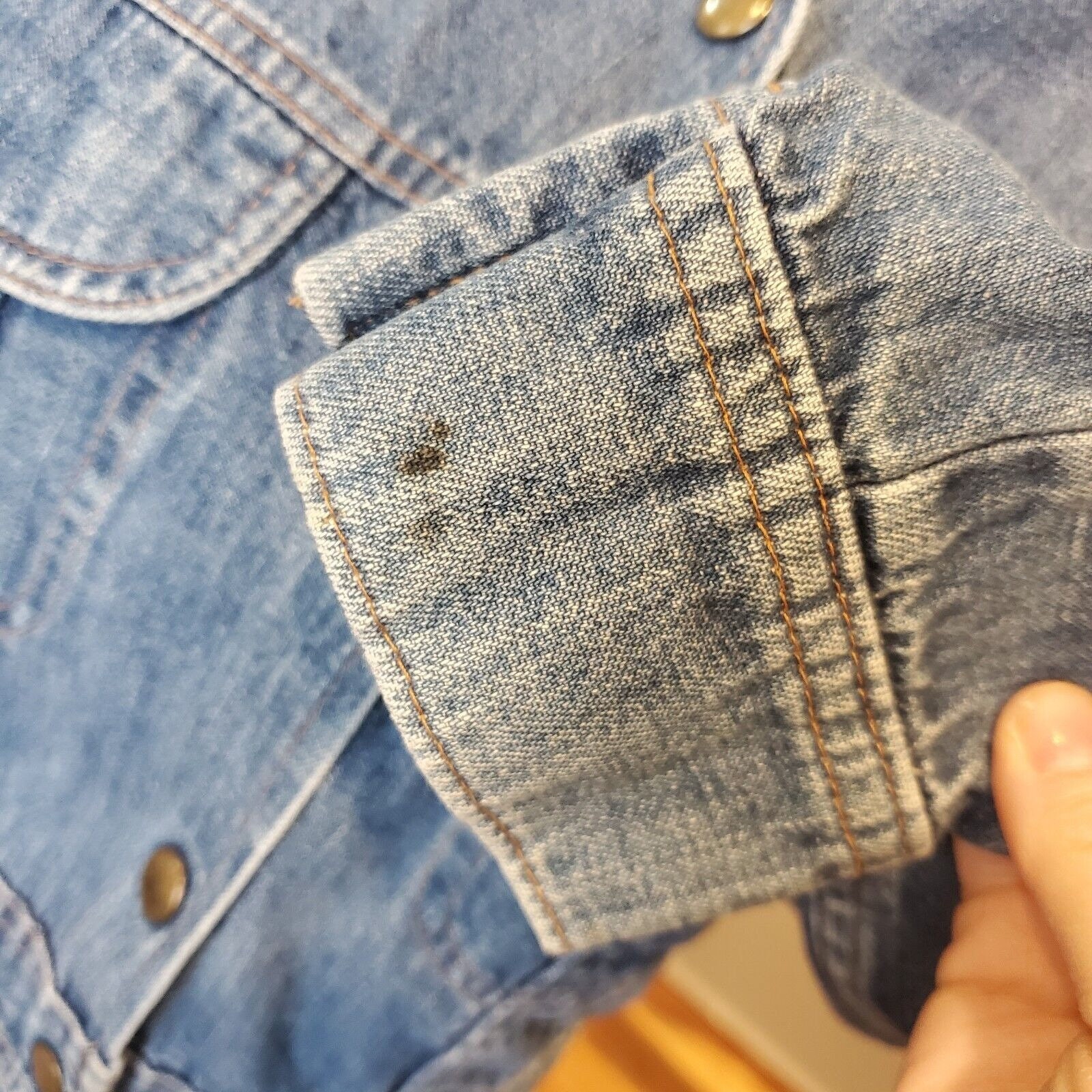 Vintage 70s Womens Denim Jean Jacket Snap Closure Flap Pockets Maverick ...