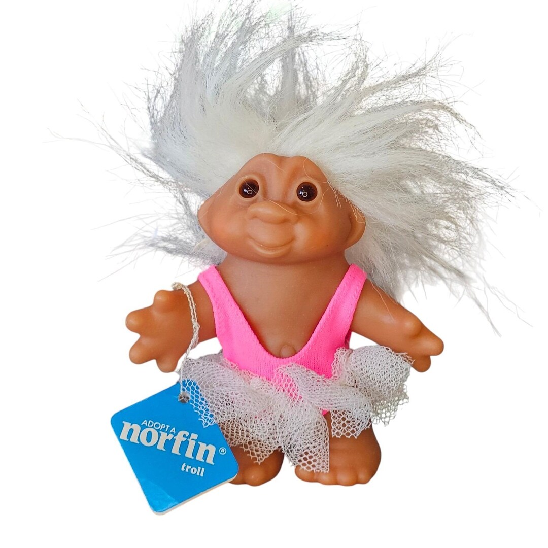 VTG Norfin Troll Doll Ballerina Pink Tutu White Hair W Tag 5400 1986 5 ...